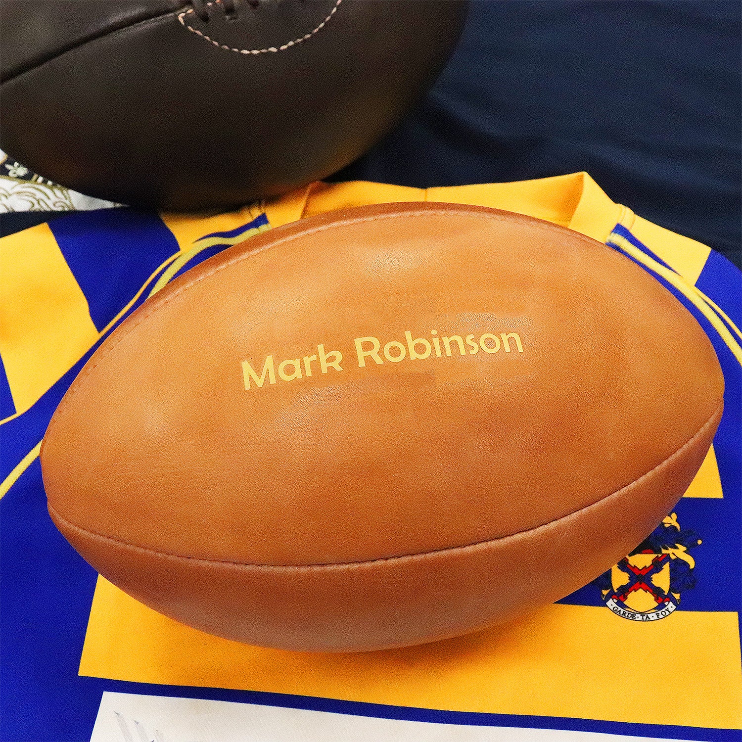 Personalised Vintage Tan Leather Rugby Ball – Monster Sporting Gifts