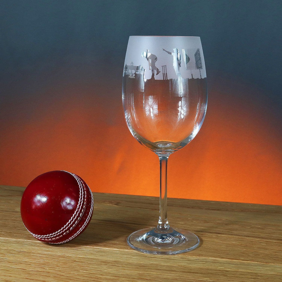 Cricket Themed Wine Glass – Monster Sporting Gifts